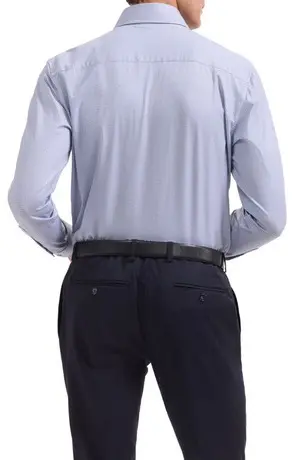 Bugatchi Devon Ooohcotton® Optical Grid Print Button-up Shirt - Sand/blue