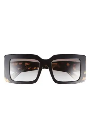 Prada 53mm Rectangular Sunglasses - Black/tortoise/grey