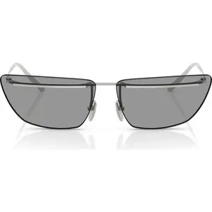 Prada 64mm Oversize Butterfly Sunglasses - Silver/grey