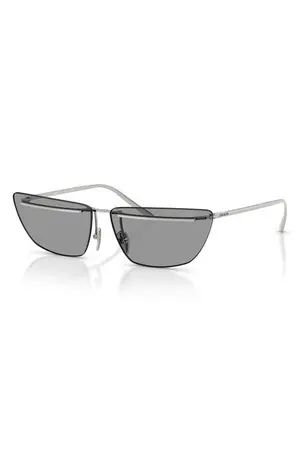 Prada 64mm Oversize Butterfly Sunglasses - Silver/grey