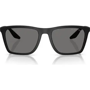 Prada 56mm Polarized Pillow Sunglasses - Matte Black/dark Grey Polar