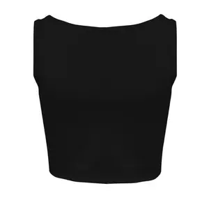 PCFG Ribbed Cropped Tank Top With Boatneck And Cut-out - Black