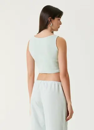 PCFG Ribbed Cropped Tank Top With Boatneck And Cut-out