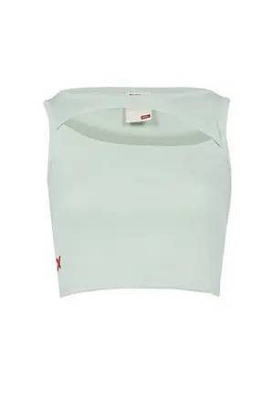 PCFG Ribbed Cropped Tank Top With Boatneck And Cut-out