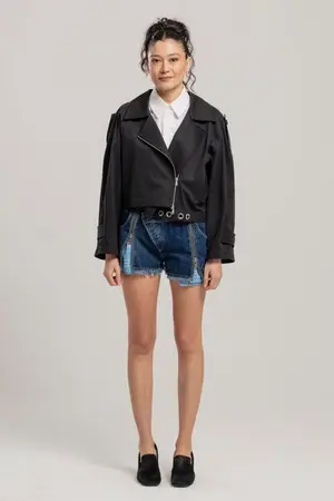 PCFG Free Heaven Cropped Waterproof Trench Coat - Black