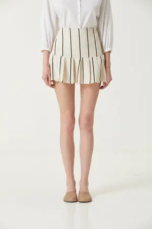 PCFG Silk And Linen Blend Mini Skirt - Beige