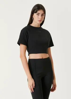 PCFG Pure Cotton Free Heaven Crop Tshirt - Black