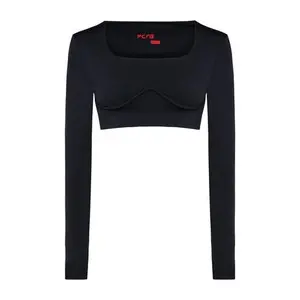 PCFG Free Heaven Long Sleeve Crop Top - Black