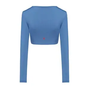 PCFG Long Sleeve Square Neck Cropped Top - Blue