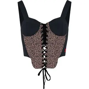 PCFG Free Heaven Leopard Corset Top - Black