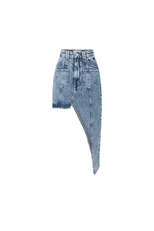 PCFG Asymmetrical Cutout Denim Skirt