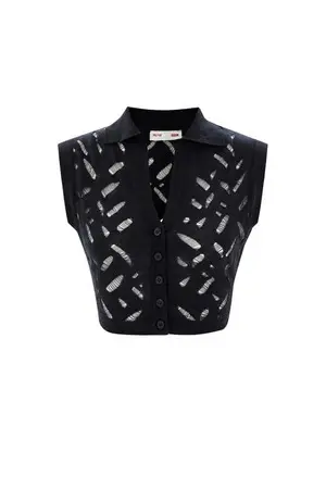 PCFG Cropped Ripped Knit Top