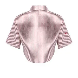PCFG Pure Linen Striped Crop Shirt