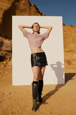 PCFG Pure Linen Striped Crop Shirt