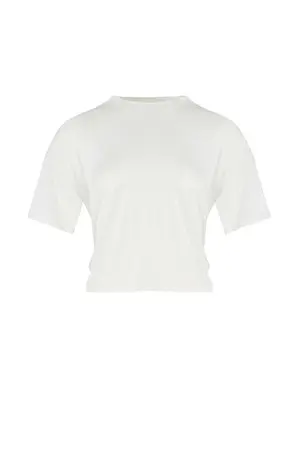 PCFG Cropped Draped T-shirt - White Blanc De Blanc