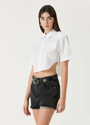 PCFG Pure Cotton Striped Crop Shirt - Grey