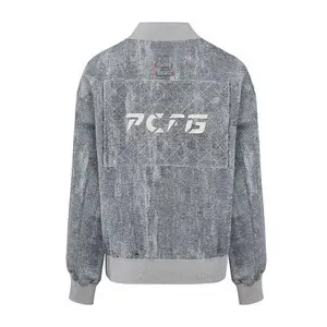 PCFG Linen Blend Bomber Jacket With Distressed Look