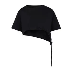 PCFG Pure Cotton Asymmetrical Crop T-shirt With Tie Detail