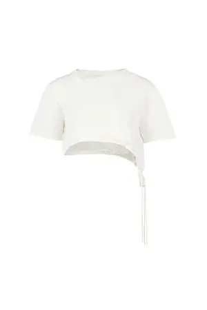 PCFG Pure Cotton Asymmetrical Crop T-shirt With Tie Detail