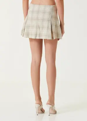 PCFG Pleated Mini Skirt - Beige