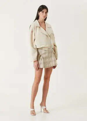PCFG Pleated Mini Skirt - Beige