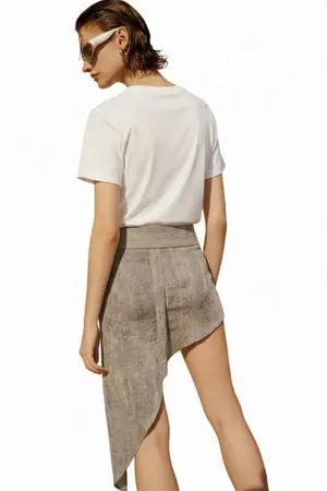PCFG Asymmetrical Cut Out Denim Skirt - Blue