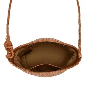 OLD TREND Reed Genuine Leather Woven Barrel Crossbody Bag - Tan