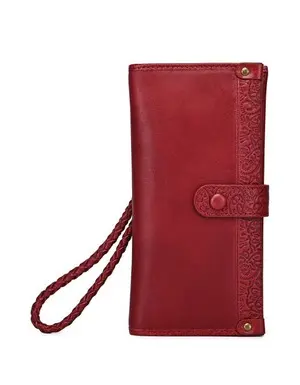 OLD TREND OLD TREND Iris Genuine Leather RFID Wristlet Clutch Maroon