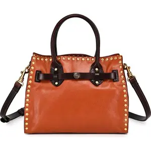 OLD TREND Westland Genuine Leather Studded Mini Tote - Caramel