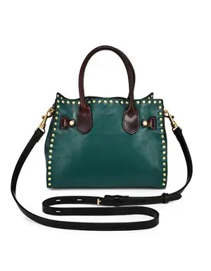 OLD TREND Westland Genuine Leather Studded Mini Tote - Teal