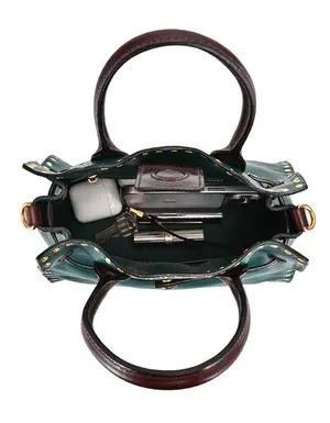 OLD TREND Westland Genuine Leather Studded Mini Tote - Teal