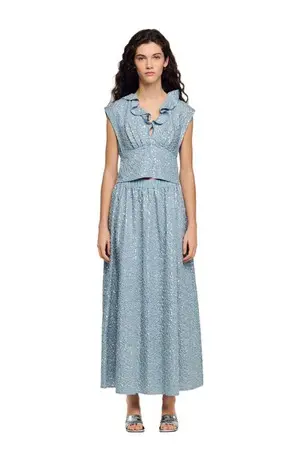 Sandro Long Sequined Skirt