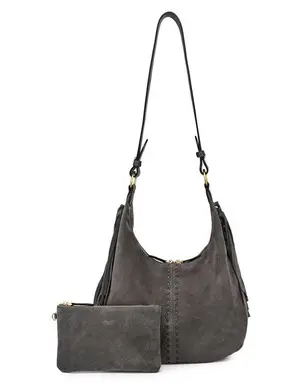OLD TREND Leather Suede Heritage Shoulder Bag - Slate