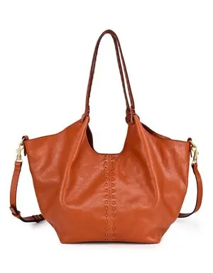 OLD TREND Magnolia Genuine Leather Handwoven Convertible Tote - Cognac