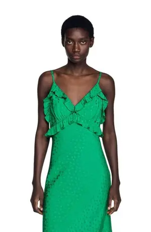 Sandro Jacquard Maxi Dress With Straps