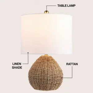 JONATHAN Y Kona Classic Rattan/iron Led Table Lamp