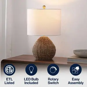 JONATHAN Y Kona Classic Rattan/iron Led Table Lamp