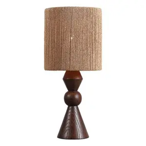 JONATHAN Y Orbic Taper Cottage Resin/metal Led Table Lamp With Paper Rope Shade - Dark Brown Wood Finish
