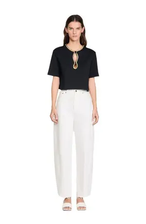 Sandro Rhinestone Embellished Cropped T-shirt