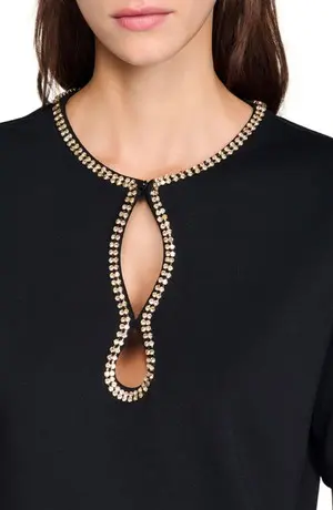 Sandro Rhinestone Embellished Cropped T-shirt