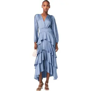 Maje Ruffled Maxi Dress - Blue/grey