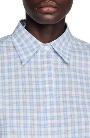 Sandro Cropped Checked Shirt - Blu/white
