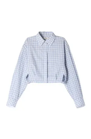 Sandro Cropped Checked Shirt - Blu/white