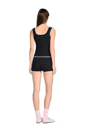 Sandro Beaded Embroidered Cotton Vest Top - Black