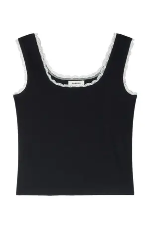 Sandro Beaded Embroidered Cotton Vest Top - Black