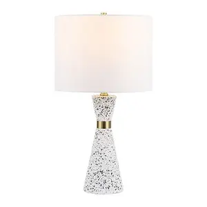 JONATHAN Y Artezza Contemporary Hourglass Terrazzo/iron Led Table Lamp - White/gray Terrazzo