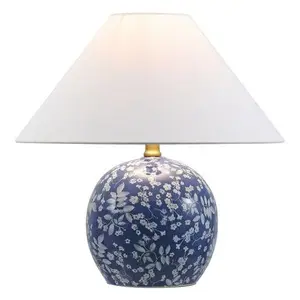 JONATHAN Y Felice Cottage Floral Ceramic Globe Led Table Lamp - Blue/white