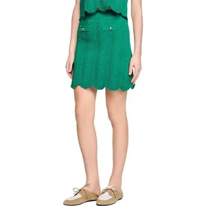 Sandro Short Decorative Knit Skirt - Emeuraude Green