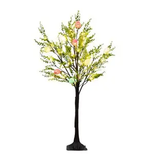 NEARLY NATURAL 3-ft Pre-lit Artificial Easter Egg Twig Tree With S And 40 Warm White Led Lights - Green