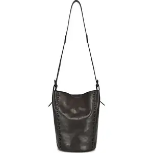 OLD TREND Juniper Genuine Leather Woven Barrel Crossbody Bag - Slate